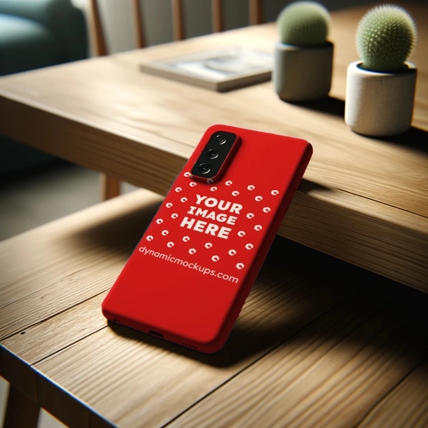 Samsung Red Phone Case Mockup Template #3983 + PSD | Use It Now