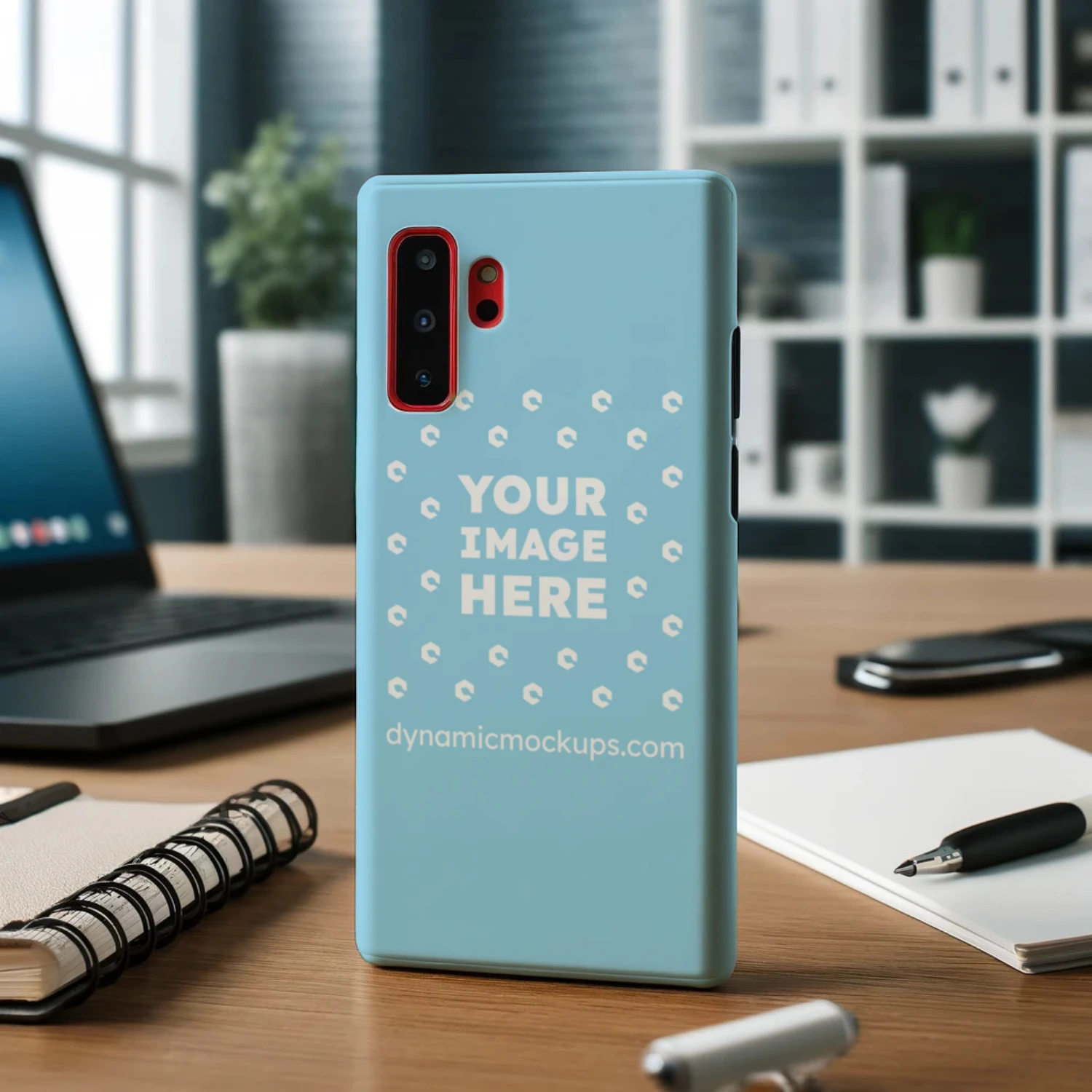 Samsung Sky Blue Phone Case Mockup Template #3981 + PSD | Use It Now
