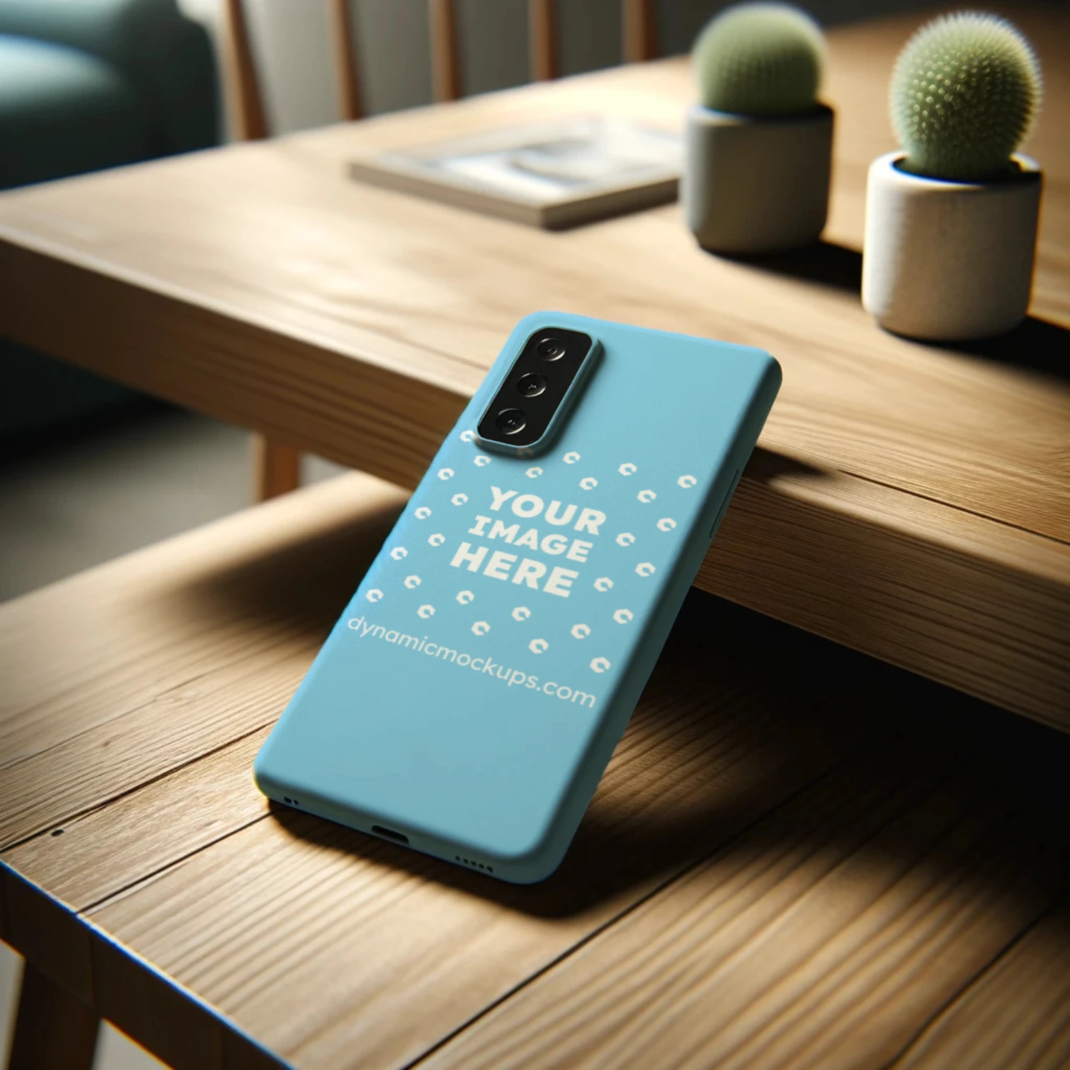 Samsung Sky Blue Phone Case Mockup Template