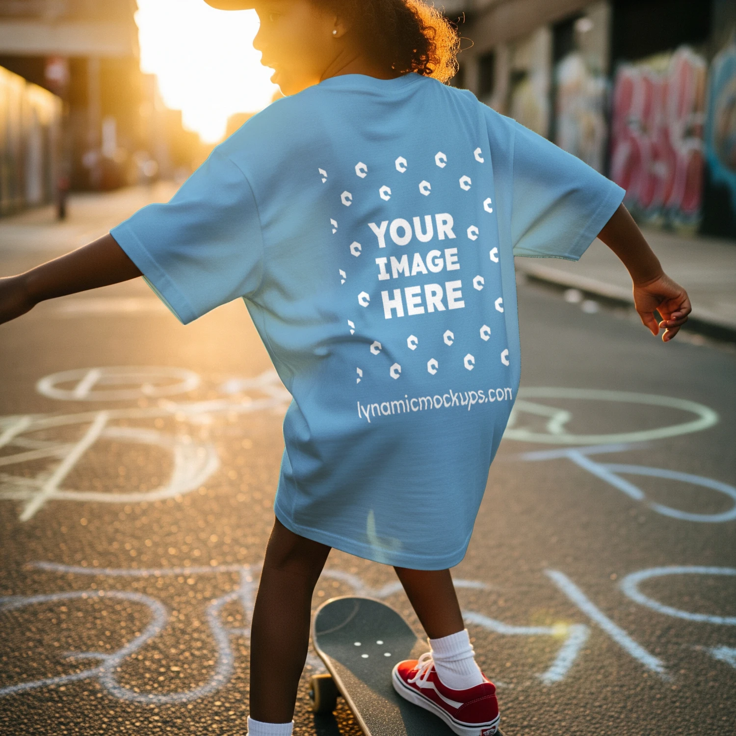 Boy Wearing Sky Blue AS Colour 5082 T-shirt Mockup Template #16027 ...