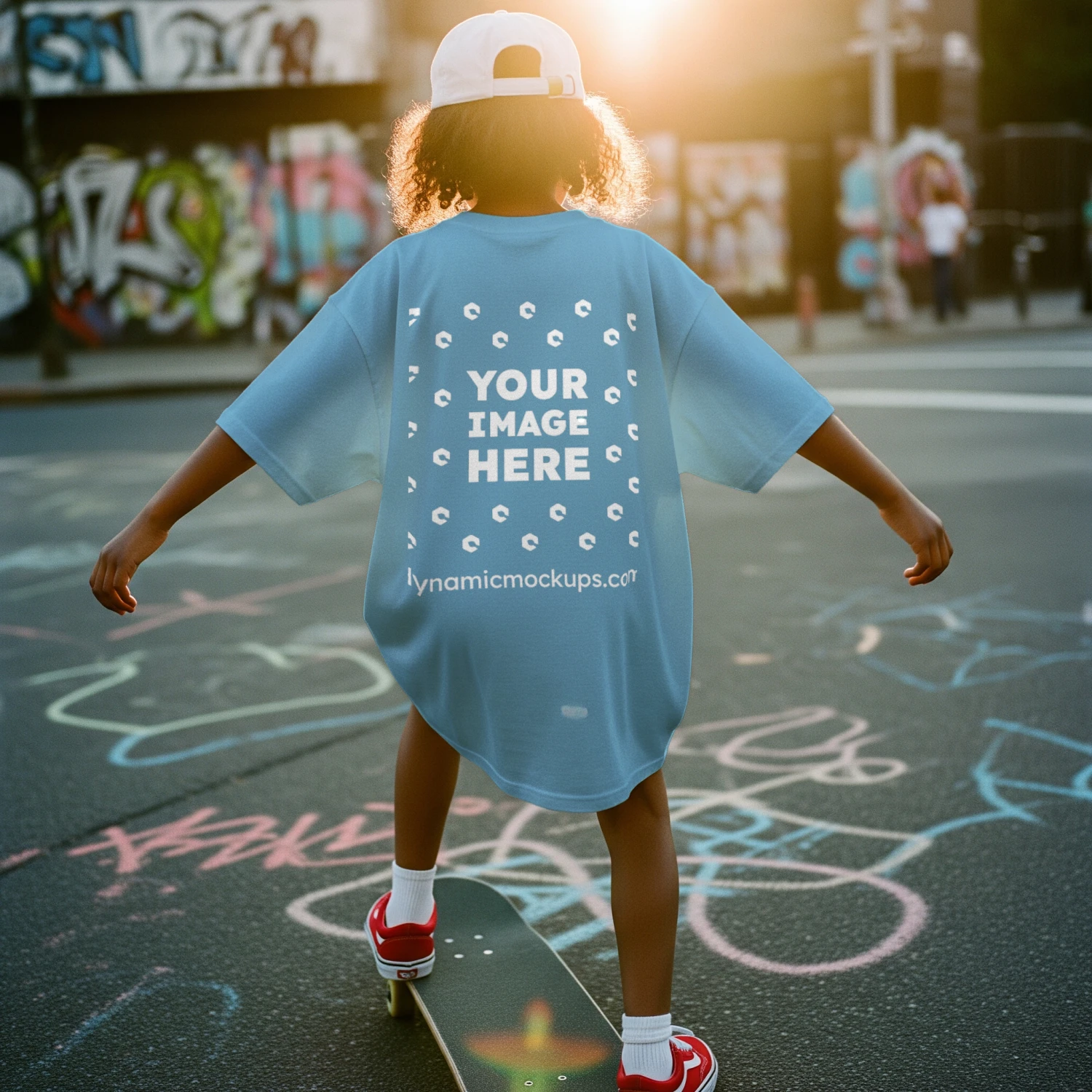Boy Wearing Sky Blue AS Colour 5082 T-shirt Mockup Template #16028 ...